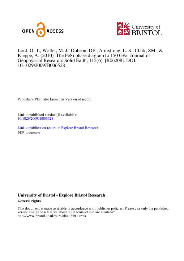 (PDF) The FeSi phase diagram to 150 GPa | Simon Clark - Academia.edu