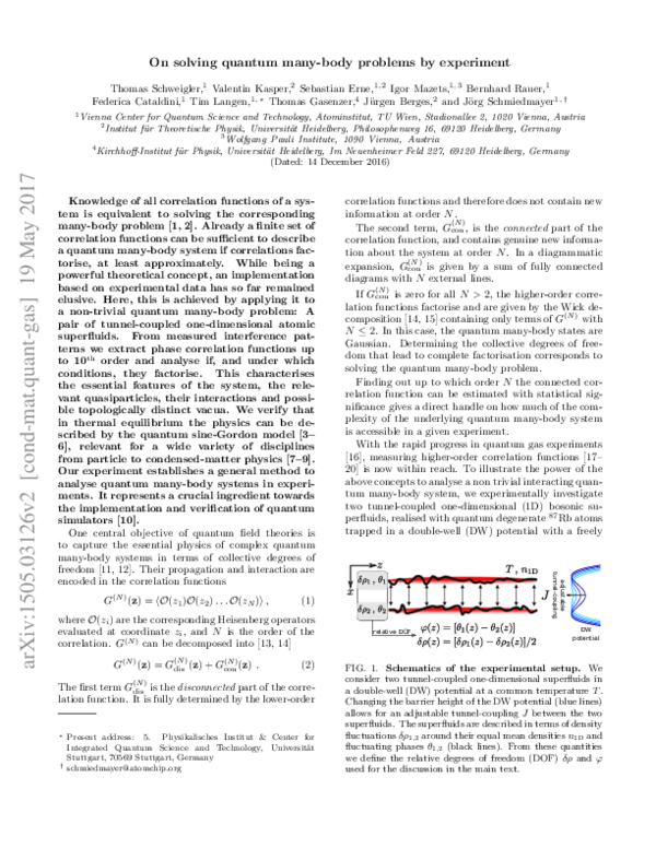 (PDF) Experimental characterization of a quantum many-body system via higher-order correlations