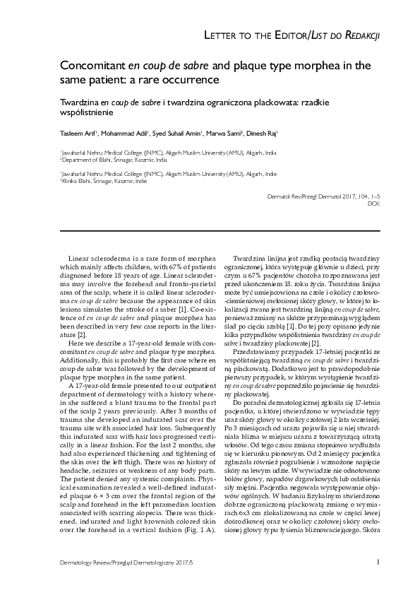 (PDF) Concomitant en coup de sabre and plaque type morphea in the same ...