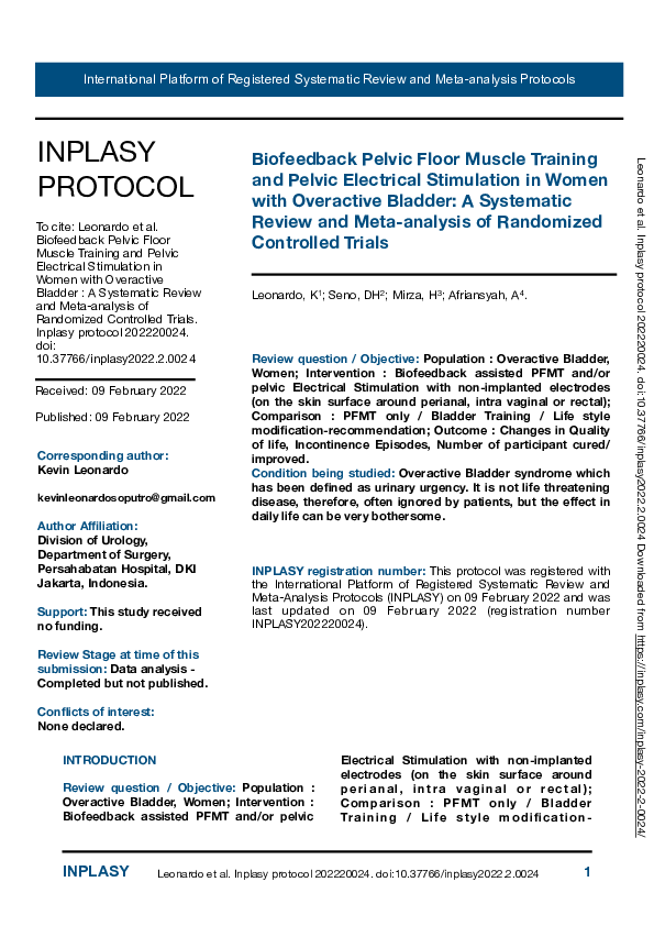 (PDF) Biofeedback Treatment for Overactive Bladder | Helena Frawley ...
