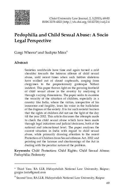 (PDF) Pedophilia and Child Sexual Abuse