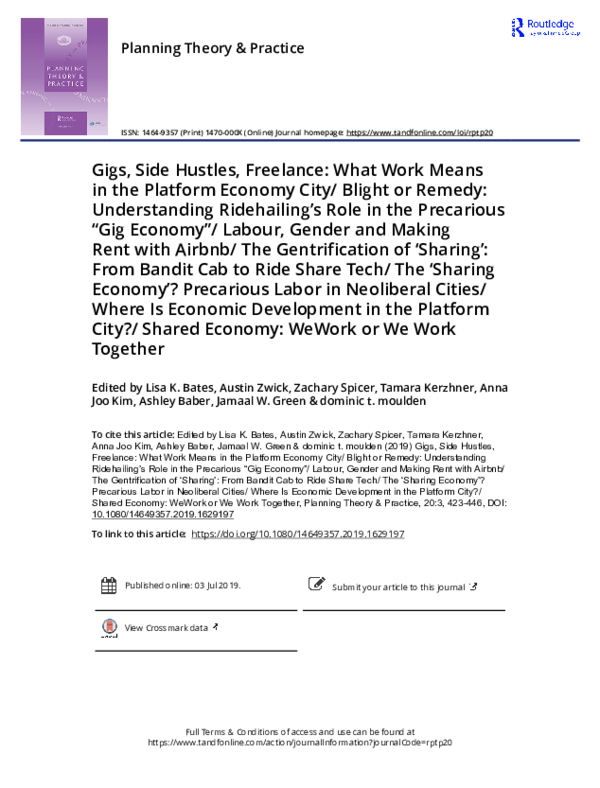 (PDF) Gigs, Side Hustles, Freelance: What Work Means in the Platform ...