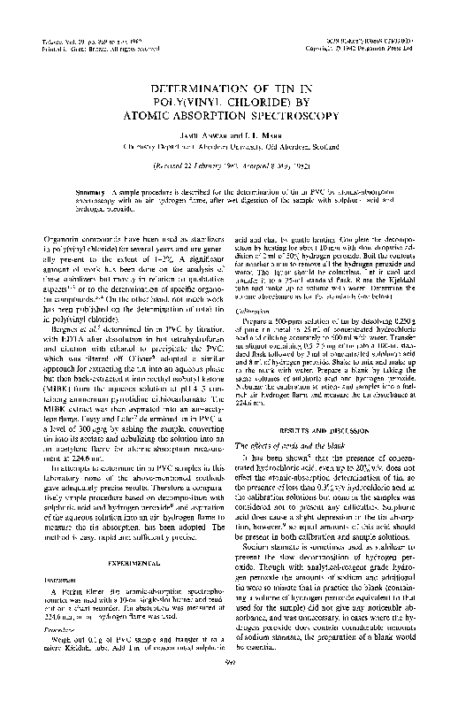 (PDF) Determination of tin in poly(vinyl chloride) by atomic-absorption ...