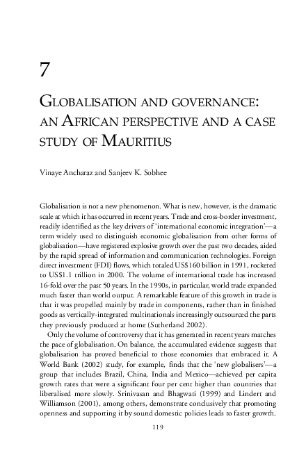 (PDF) Globalisation and governance: an African perspective and a case ...