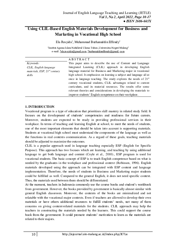 (PDF) Using CLIL-Based English Materials Development for Business and ...