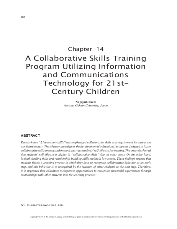 (PDF) A Collaborative Skills Training Program Utilizing Information and ...