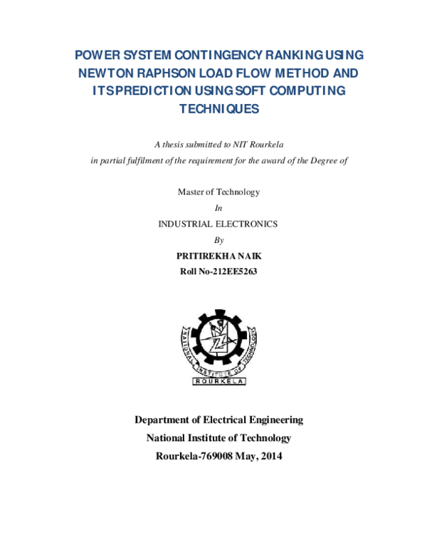 Pdf Power System Contingency Ranking Using Newton Raphson Load Flow Method