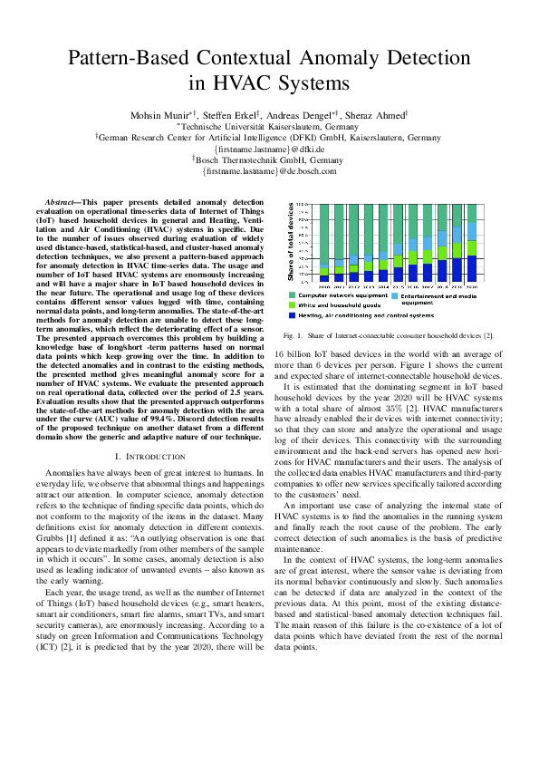 Pdf Pattern Based Contextual Anomaly Detection In Hvac Systems