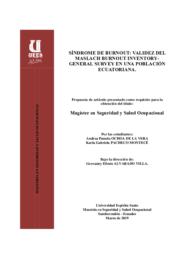 (PDF) Síndrome De Burnout: Validez Del Maslach Burnout Inventory ...