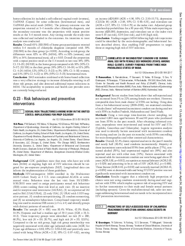 Pdf O23 2 Correlates Of Inconsistent Condom Use During Anal Sex With Female Sex Workers Fsws
