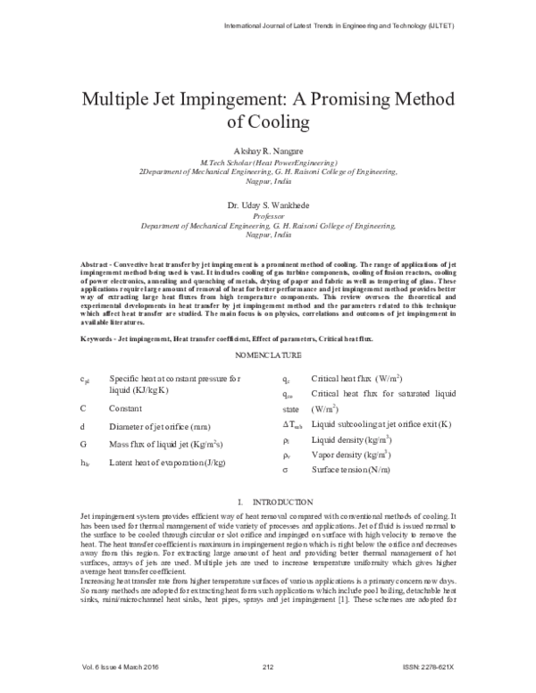 (PDF) Multiple Jet Impingement : A Promising Method of Cooling | akshay ...