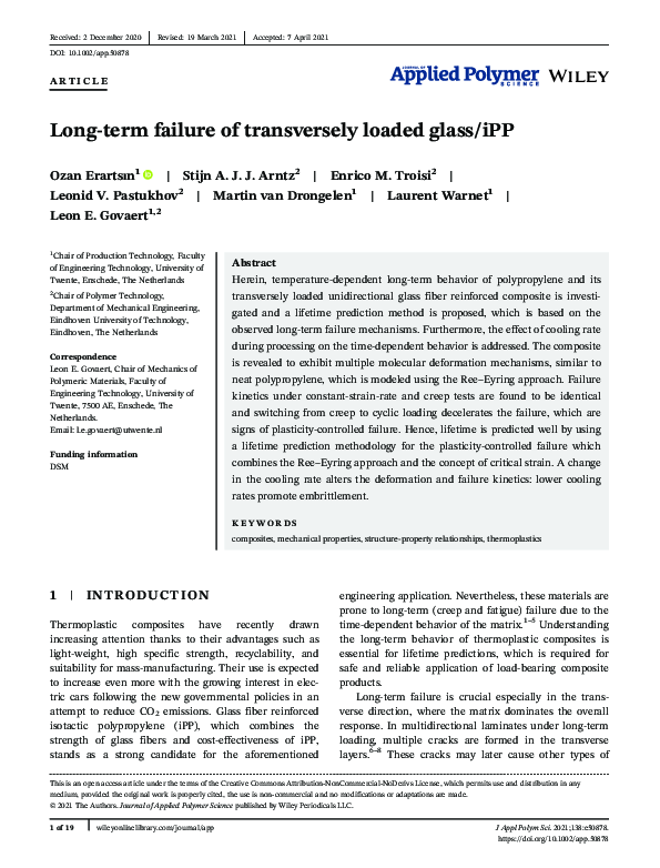 (PDF) Long‐term failure of transversely loaded glass/ iPP