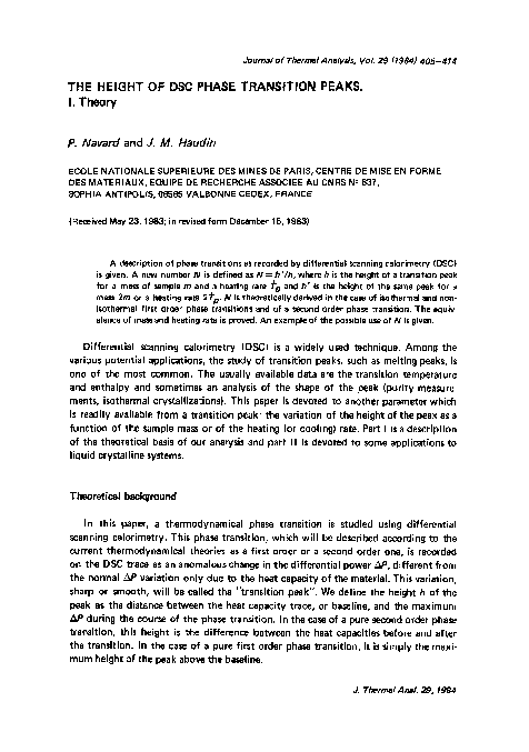 (PDF) The height of DSC phase transition peaks