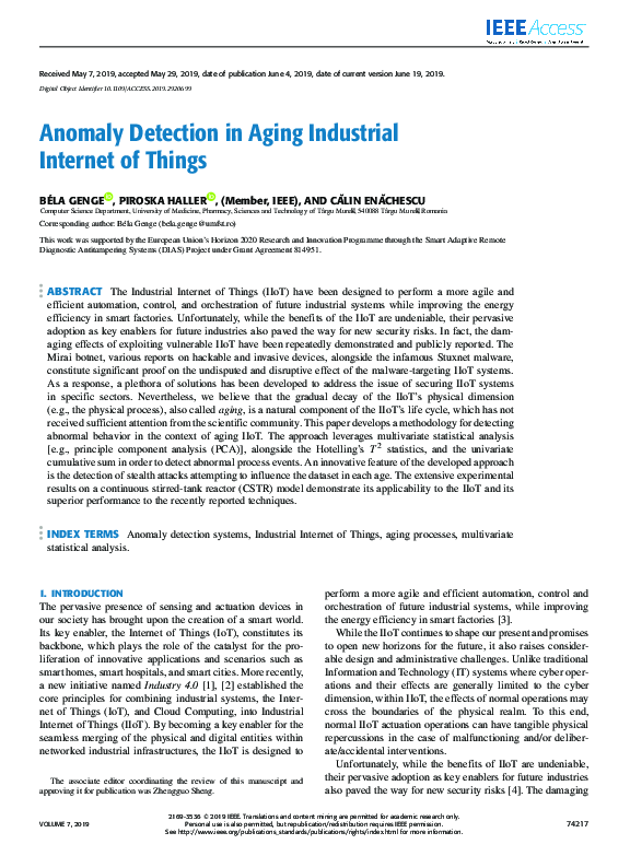 (PDF) Anomaly Detection in Aging Industrial Internet of Things