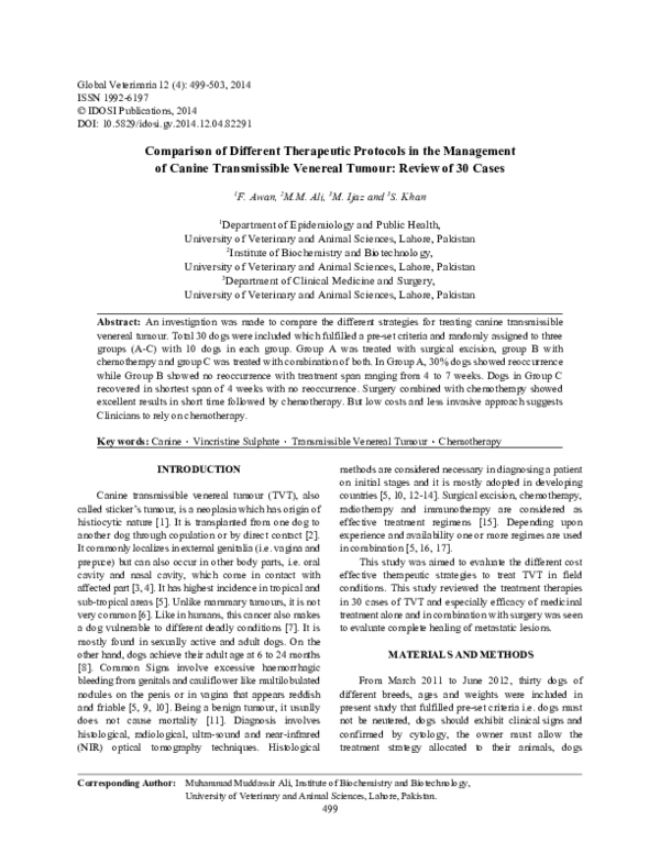 (PDF) Canine transmissible venereal tumour: a review