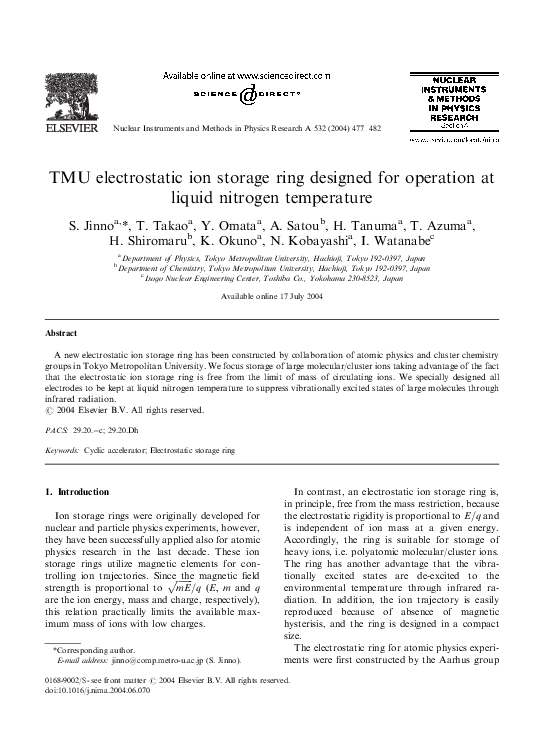 (PDF) TMU electrostatic ion storage ring designed for operation at ...