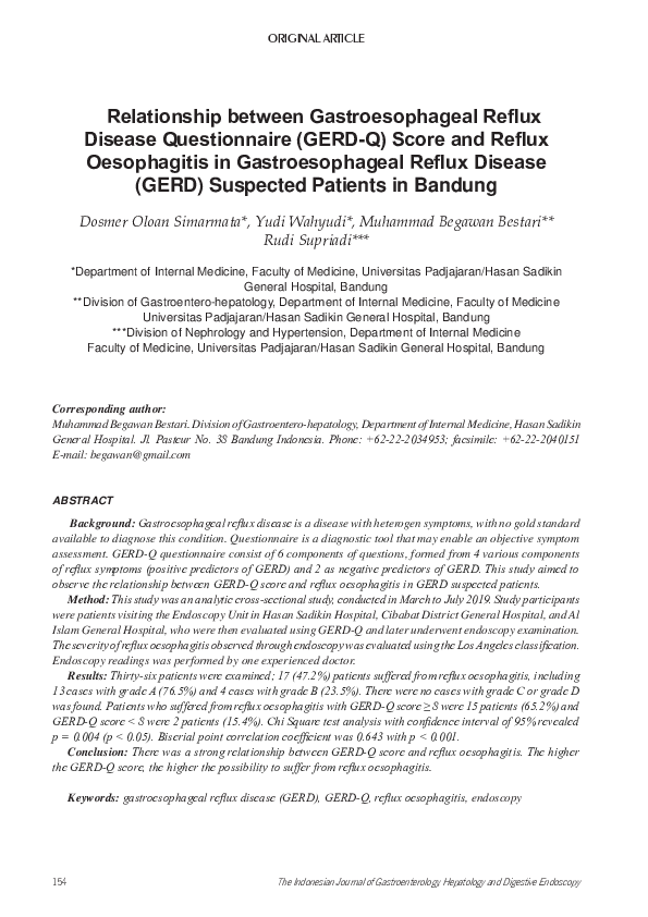(PDF) Relationship between Gastroesophageal Reflux Disease ...