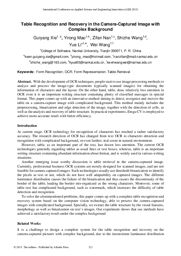 (PDF) Table Recognition and Recovery in the Camera-Captured Image with ...