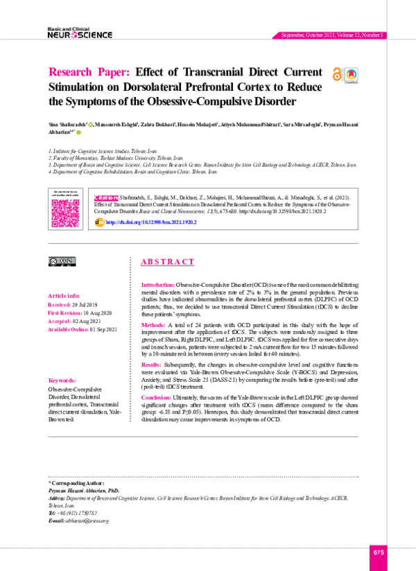 (PDF) Transcranial Direct Current Stimulation (tDCS) Consequences on Dorsolateral Prefrontal ...