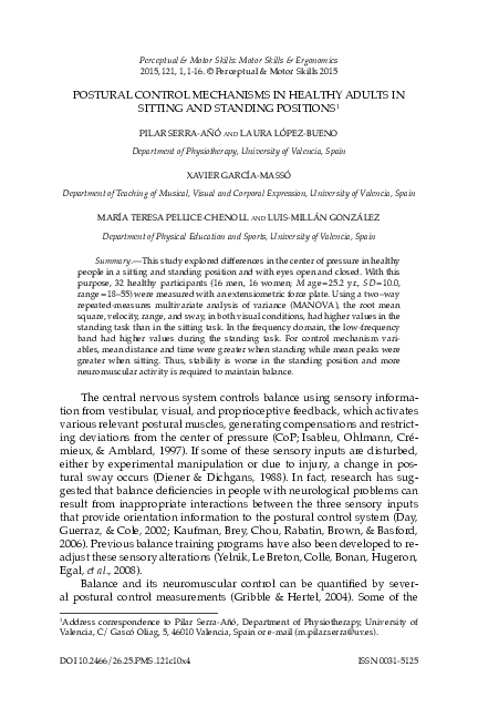 (PDF) Postural Control Mechanisms in Healthy Adults in Sitting and ...
