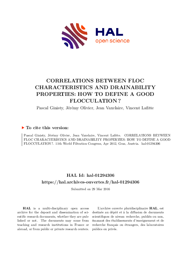 (PDF) Correlations Between Floc Characteristics and Drainability ...