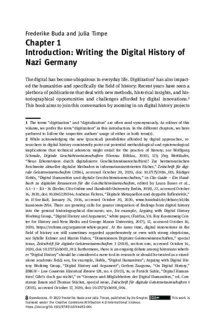 (PDF) Chapter 1 Introduction: Writing the Digital History of Nazi Germany