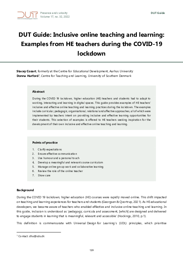 (PDF) DUT Guide: Inclusive online teaching and learning: Examples from ...