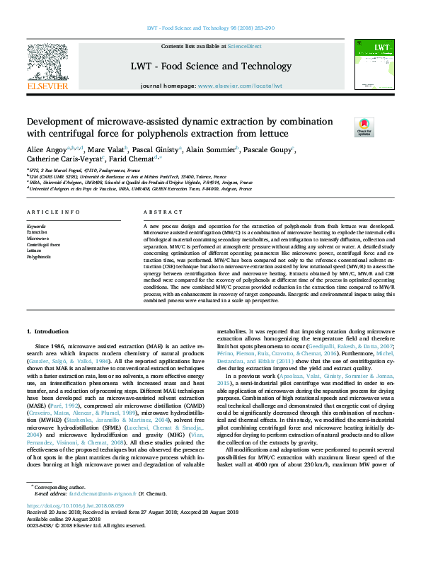 Pdf Development Of Microwave Assisted Dynamic Extraction By Combination With Centrifugal Force