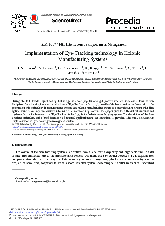 (PDF) Implementation of Eye-Tracking Technology in Holonic ...