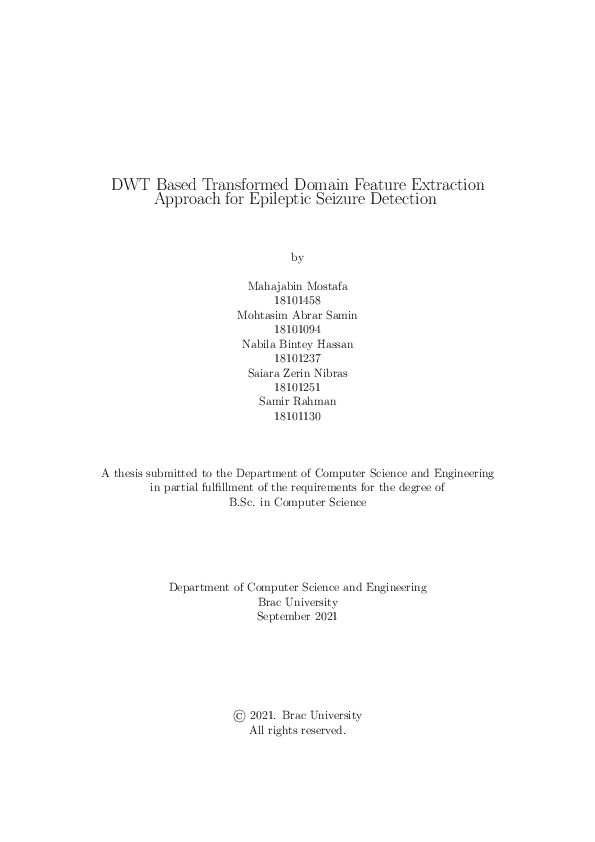 Pdf Dwt Based Transformed Domain Feature Extraction Approach For