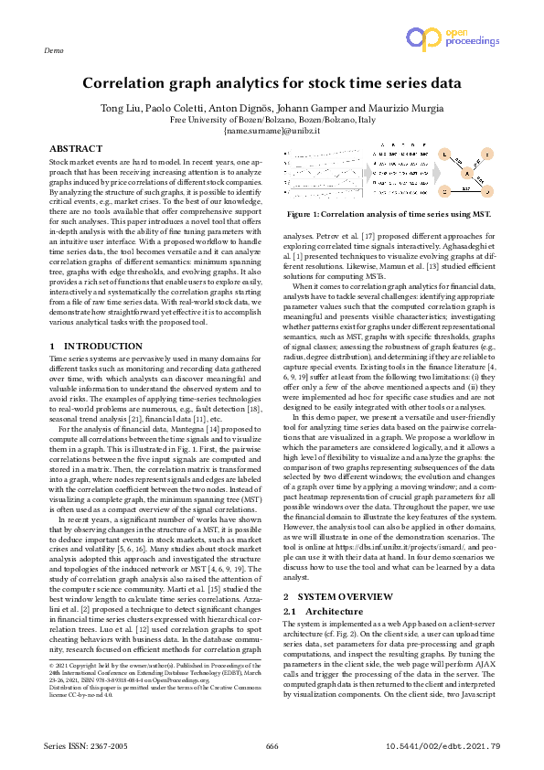 (PDF) Correlation graph analytics for stock time series data
