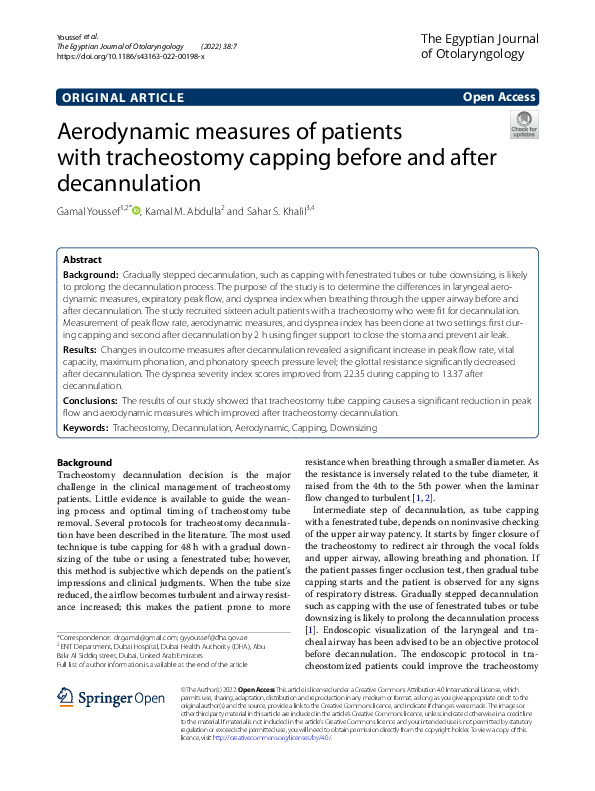 (PDF) Aerodynamic measures of patients with tracheostomy capping before ...