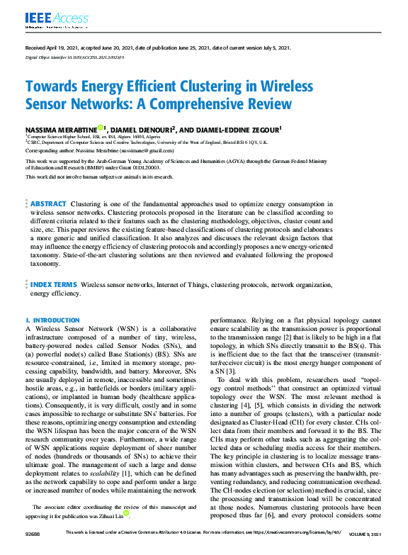 Pdf Towards Energy Efficient Clustering In Wireless Sensor Networks