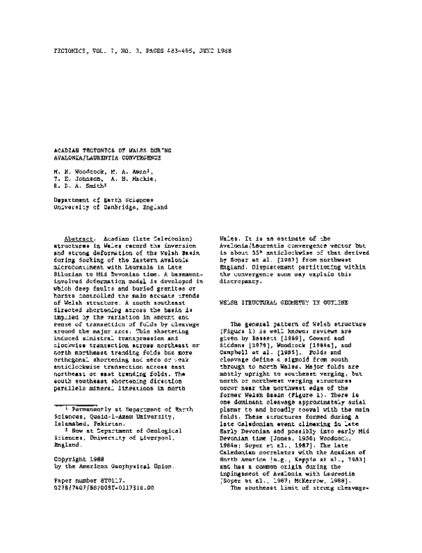 (PDF) Acadian tectonics of Wales during Avalonia/Laurentia Convergence