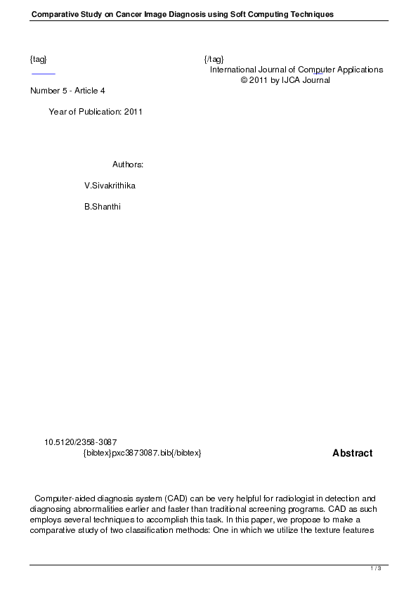 (PDF) Comparative Study on Cancer Image Diagnosis using Soft Computing ...