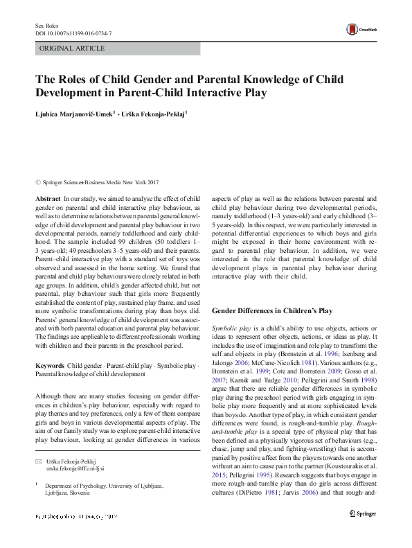 (PDF) The Roles of Child Gender and Parental Knowledge of Child ...