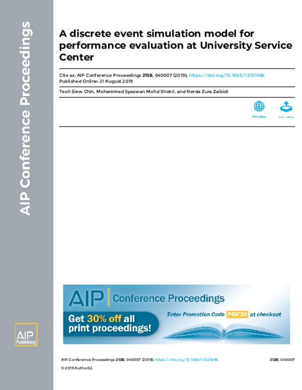 Pdf A Discrete Event Simulation Model For Performance Evaluation At