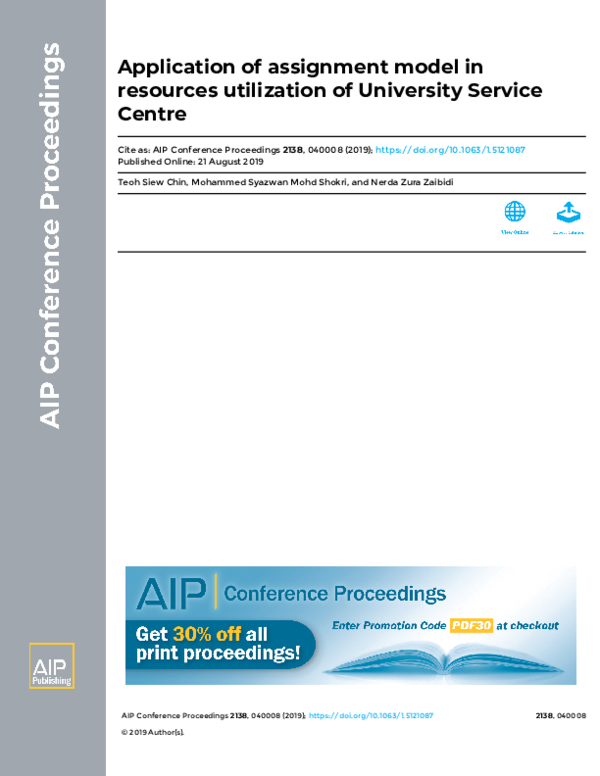 (PDF) Application of assignment model in resources utilization of ...