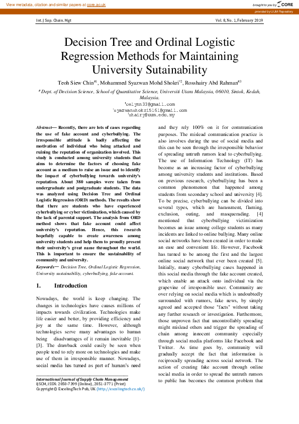 (PDF) Decision Tree and Ordinal Logistic Regression Methods for ...