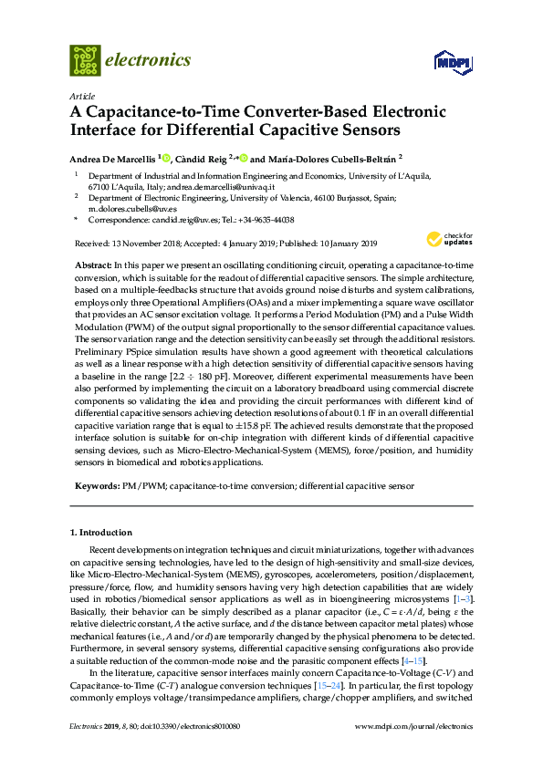 (PDF) A Capacitance-to-Time Converter-Based Electronic Interface for Differential Capacitive Sensors