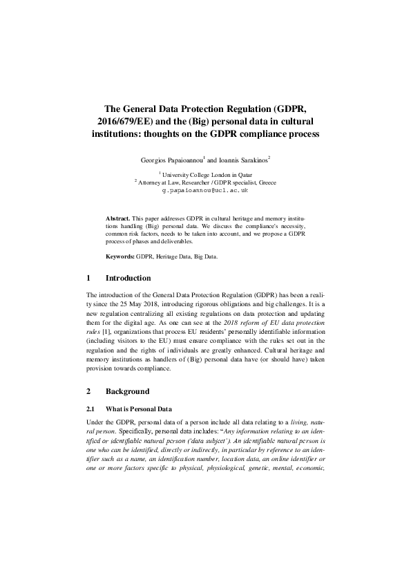 (PDF) The General Data Protection Regulation (GDPR, 2016/679/EE) and ...