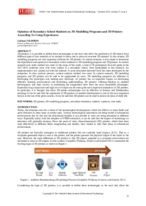(PDF) Opinions of Secondary School Students on 3D Modelling Programs ...