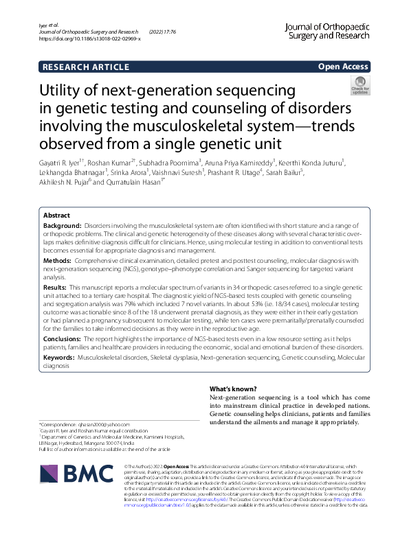 (PDF) Utility of next-generation sequencing in genetic testing and ...