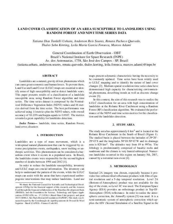 (PDF) Land Cover Classification of an Area Susceptible to Landslides Using Random Forest and ...
