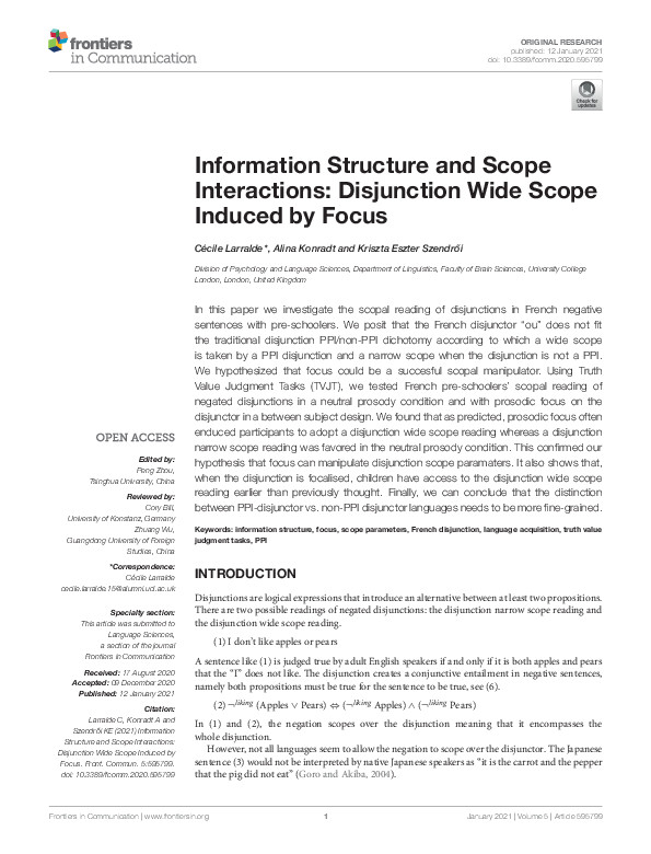 (PDF) Information Structure and Scope Interactions: Disjunction Wide ...
