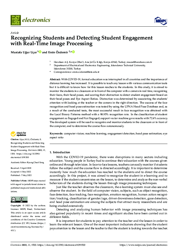 (PDF) Recognizing Students and Detecting Student Engagement with Real ...