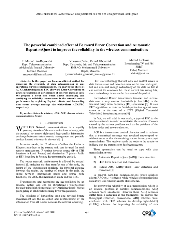 (PDF) The Powerful Combined Effect of Forward Error Correction and Automatic Repeat Request to ...