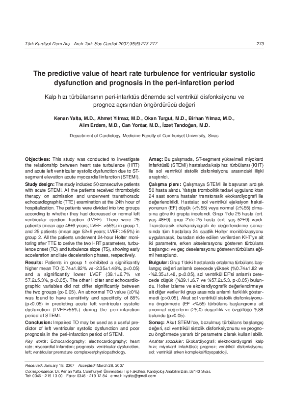 (PDF) The Predictive Value of Heart Rate Turbulence for Ventricular Systolic Dysfunction and ...