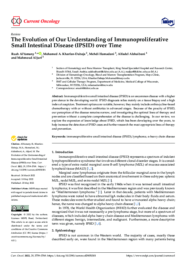 (PDF) The Evolution of Our Understanding of Immunoproliferative Small ...