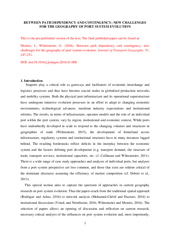 (PDF) Between path dependency and contingency: New challenges for the ...